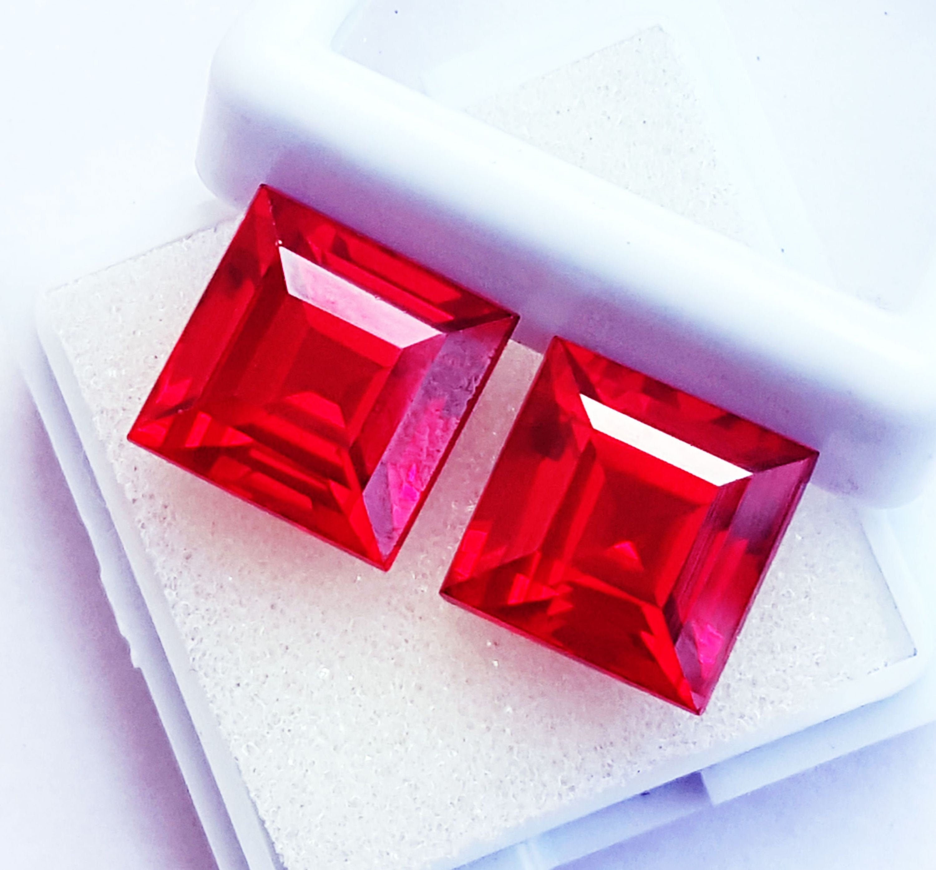 Loose Gemstone 8 to 10 Ct Pair Natural Ruby Square Shape Pair | Etsy