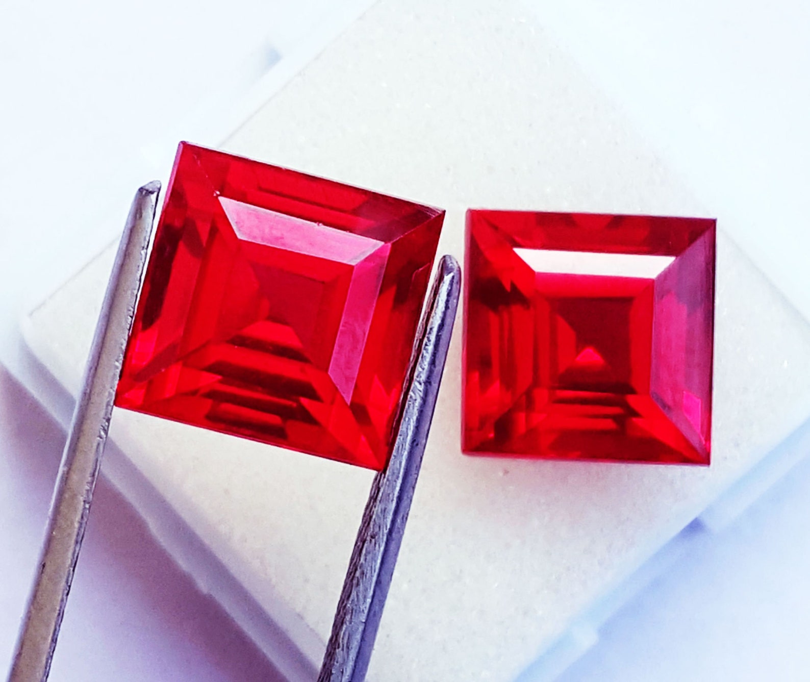 Loose Gemstone 8 to 10 Ct Pair Natural Ruby Square Shape Pair | Etsy