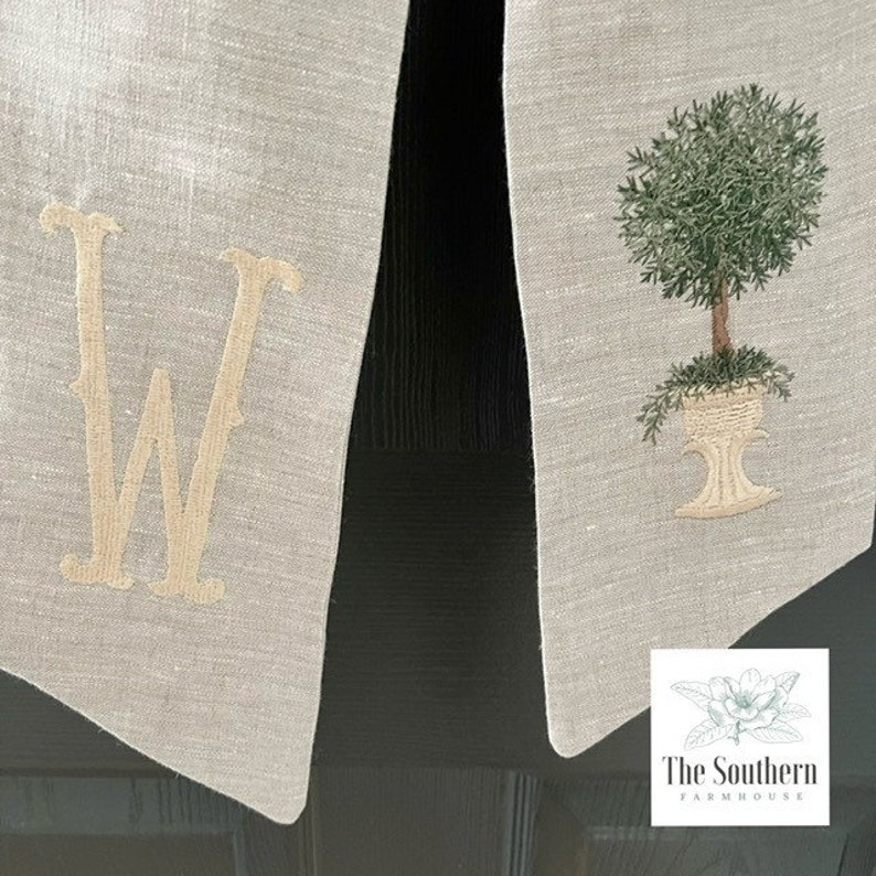 100% Linen Monogrammed Wreath Sash Basket Sash Winter - Etsy