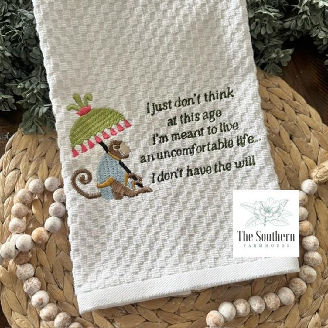 100% Cotton Embroidered Tea Towel - the White Lotus - Parker Posey ...