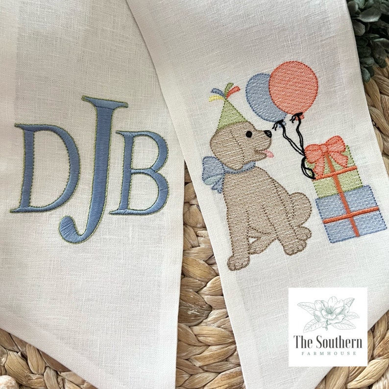 Monogrammed Linen Wreath Sash, Birthday Puppy Decor - Etsy UK