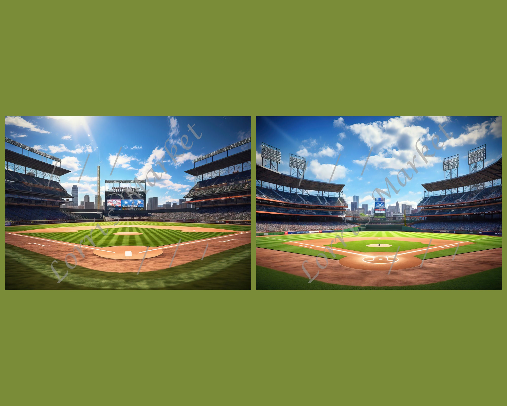 Realistic Baseball Stadium Backdrops Digital Download: 10 Items for ...