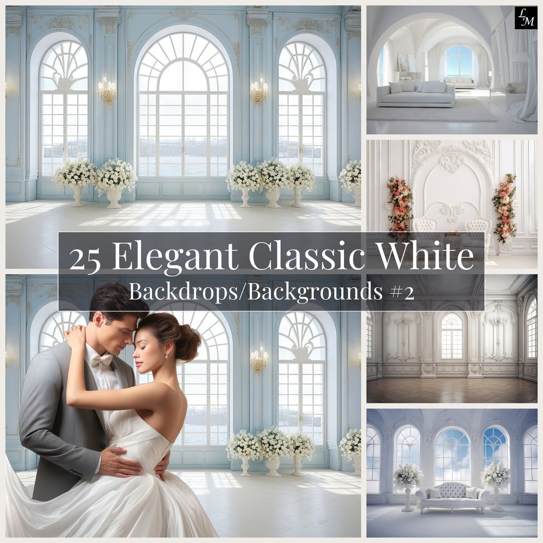 White Room Horizontal Backdrops for Weddings Digital Download: Bar ...