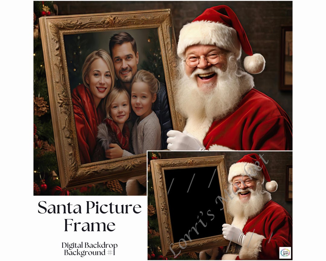 Santa Picture Frame Backdrop Digital Download: Add Your Photo to Santa ...