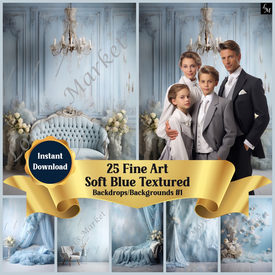 Textured Soft Blue Vertical Backdrops Digital Download: High-resolution ...