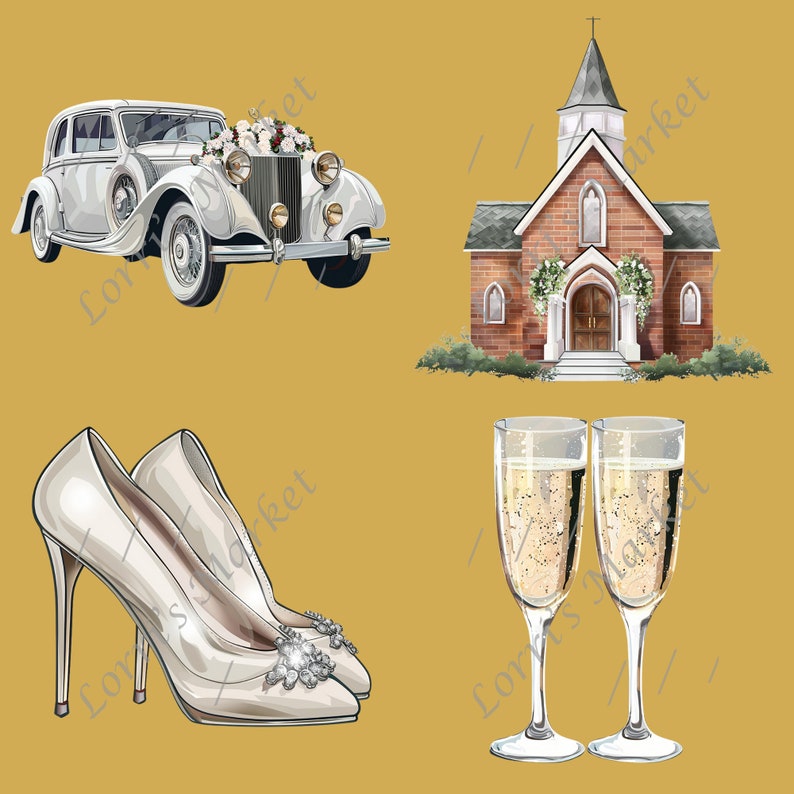 Vintage Wedding Clipart Collection Digital Download: Classic Love ...
