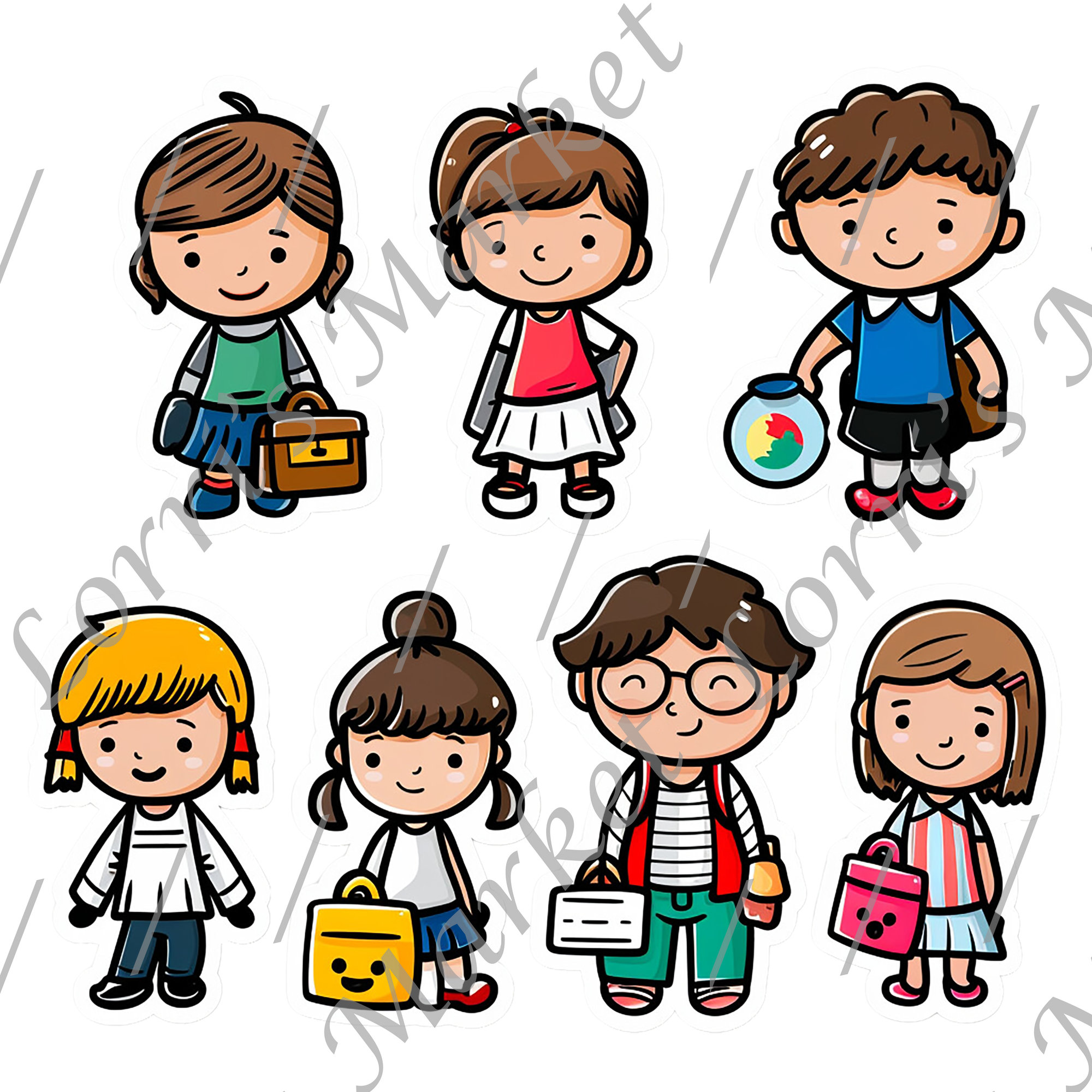 Adorable Kids Digital Stickers Digital Download: 28 Cricut Printable ...