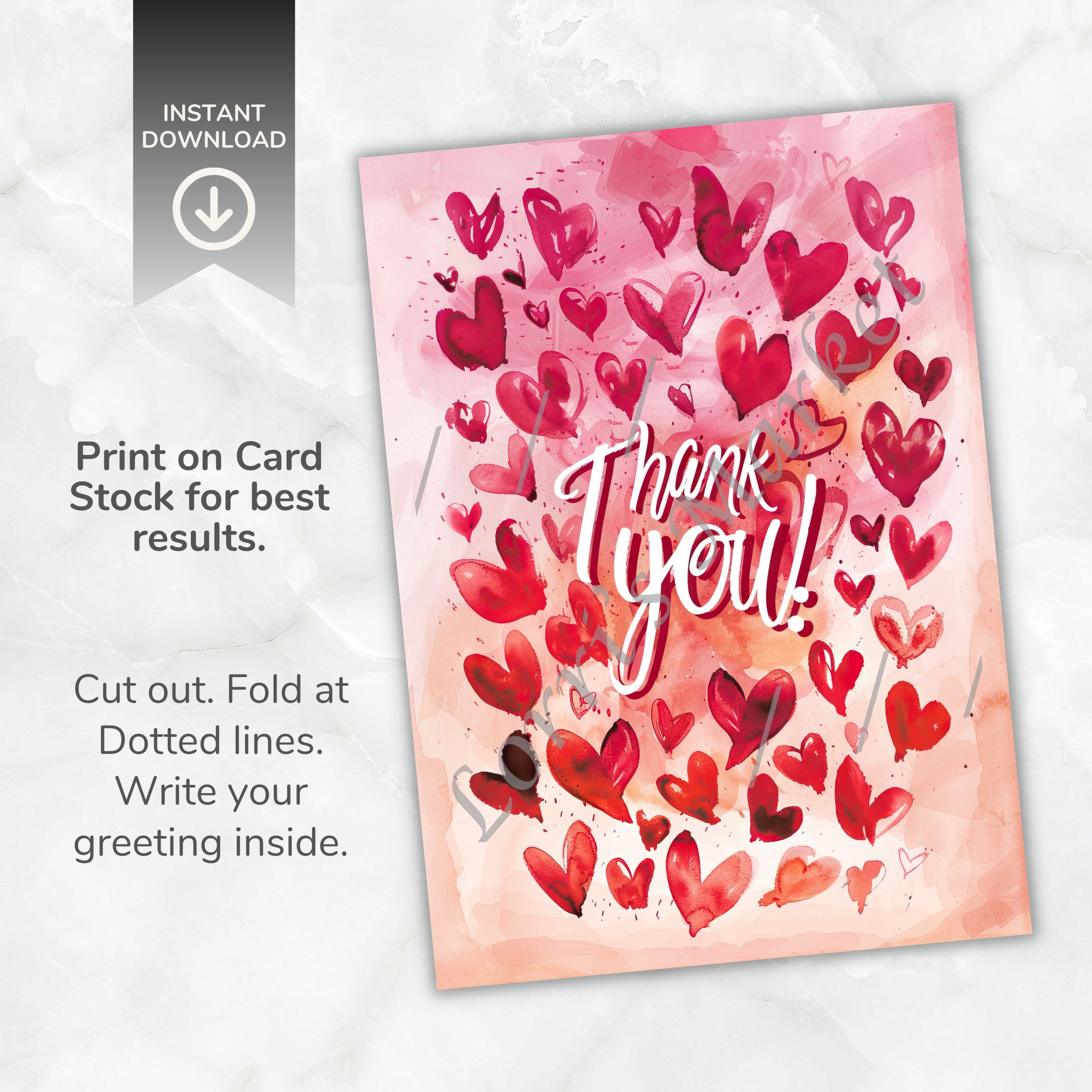 Printable Thank You Card Digital Download: Gratitude Greeting Card for ...