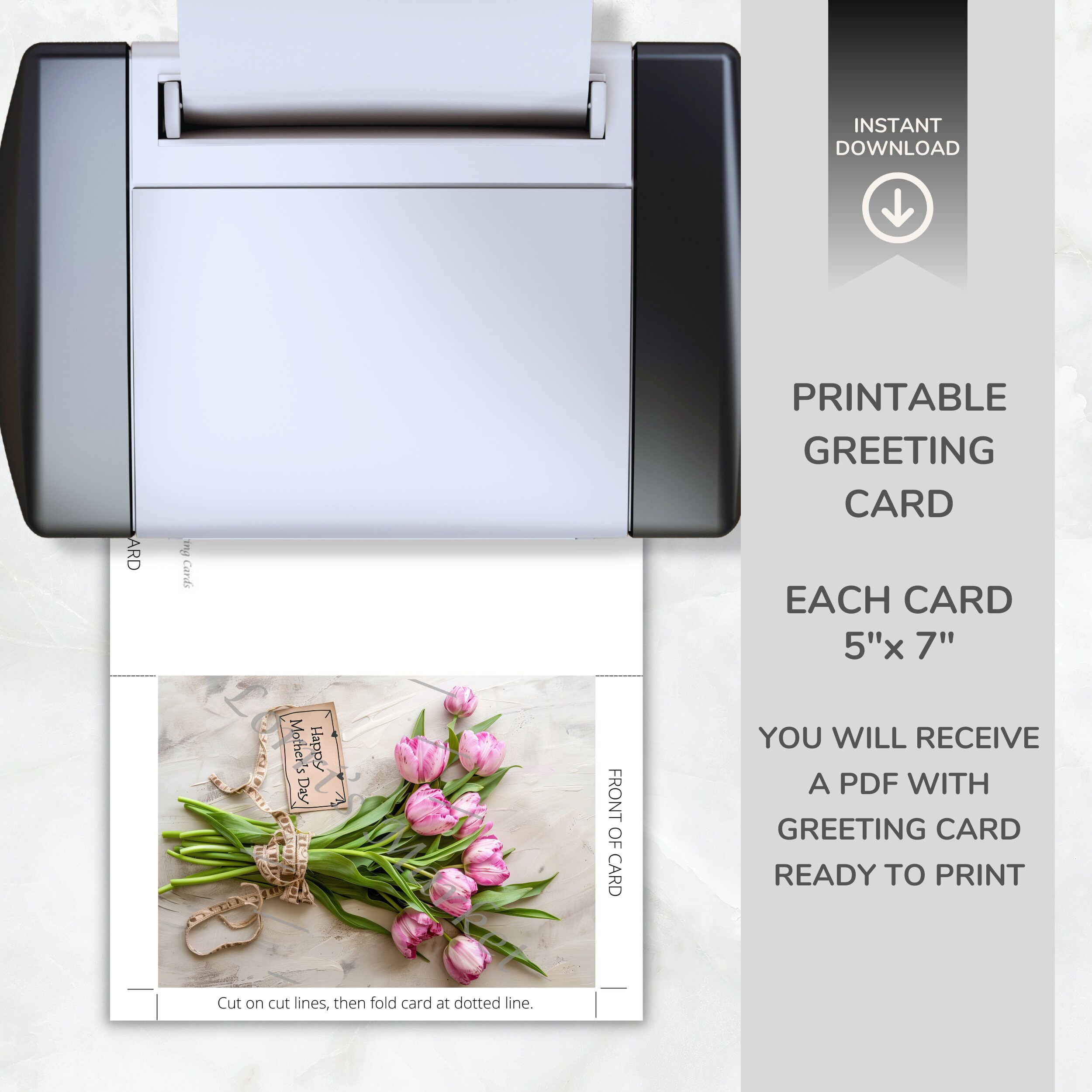 Printable Mother's Day Card Digital Download: Floral Greeting Card for ...