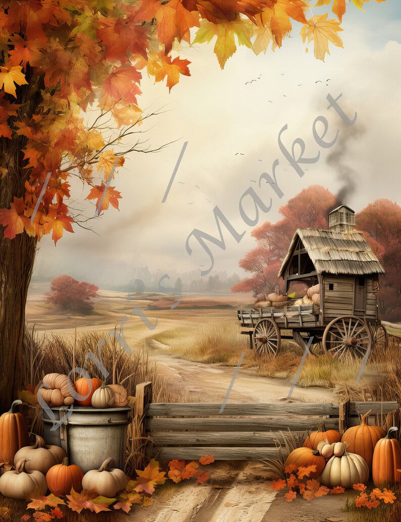 Vintage Autumn Junk Journal Backgrounds: 20 Rustic Fall Scenes, Antique ...