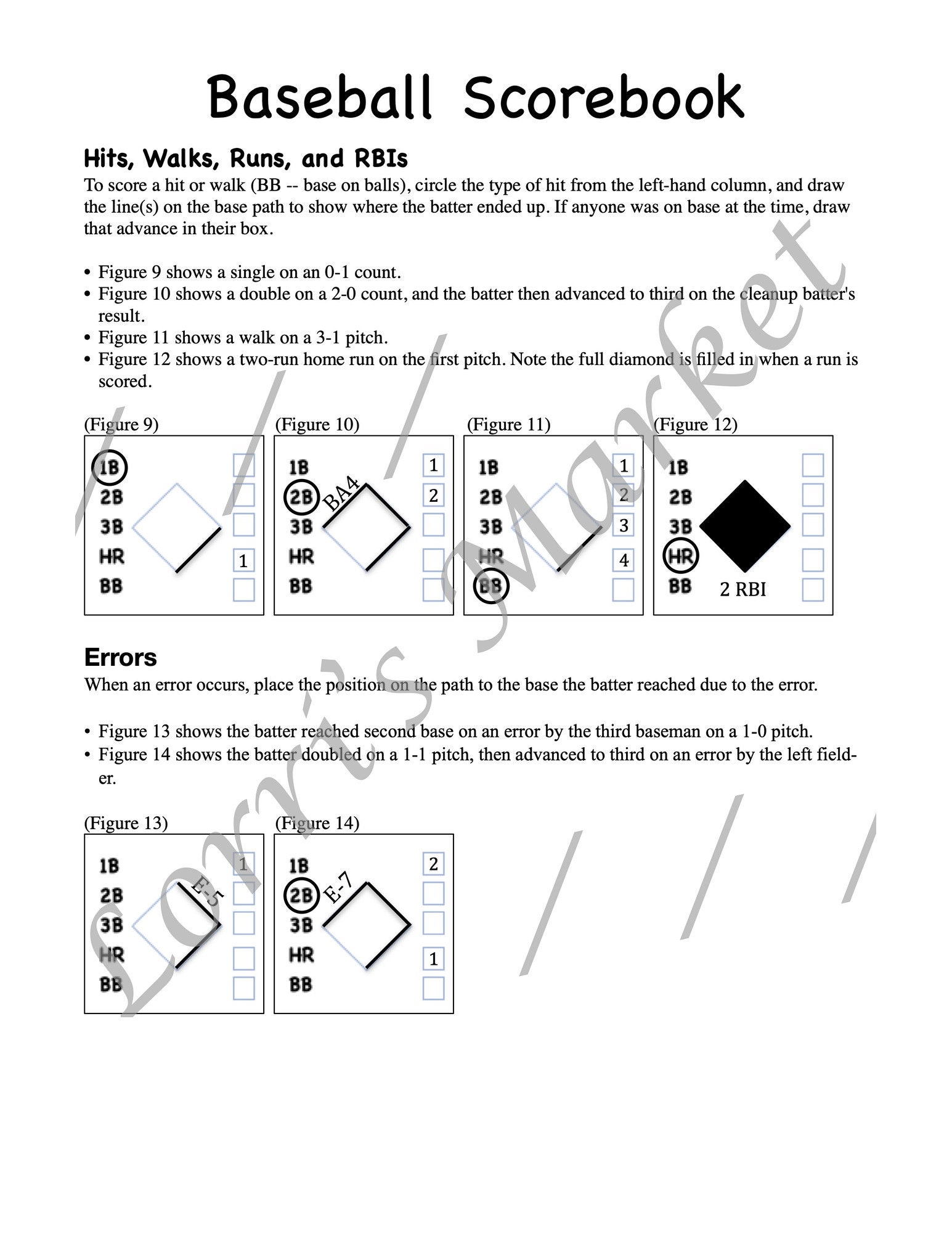 Baseball Scorebook Pages Digital Download: Major League, Minor League ...