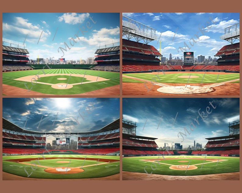 Realistic Baseball Stadium Backdrops Digital Download: 20 Items for ...