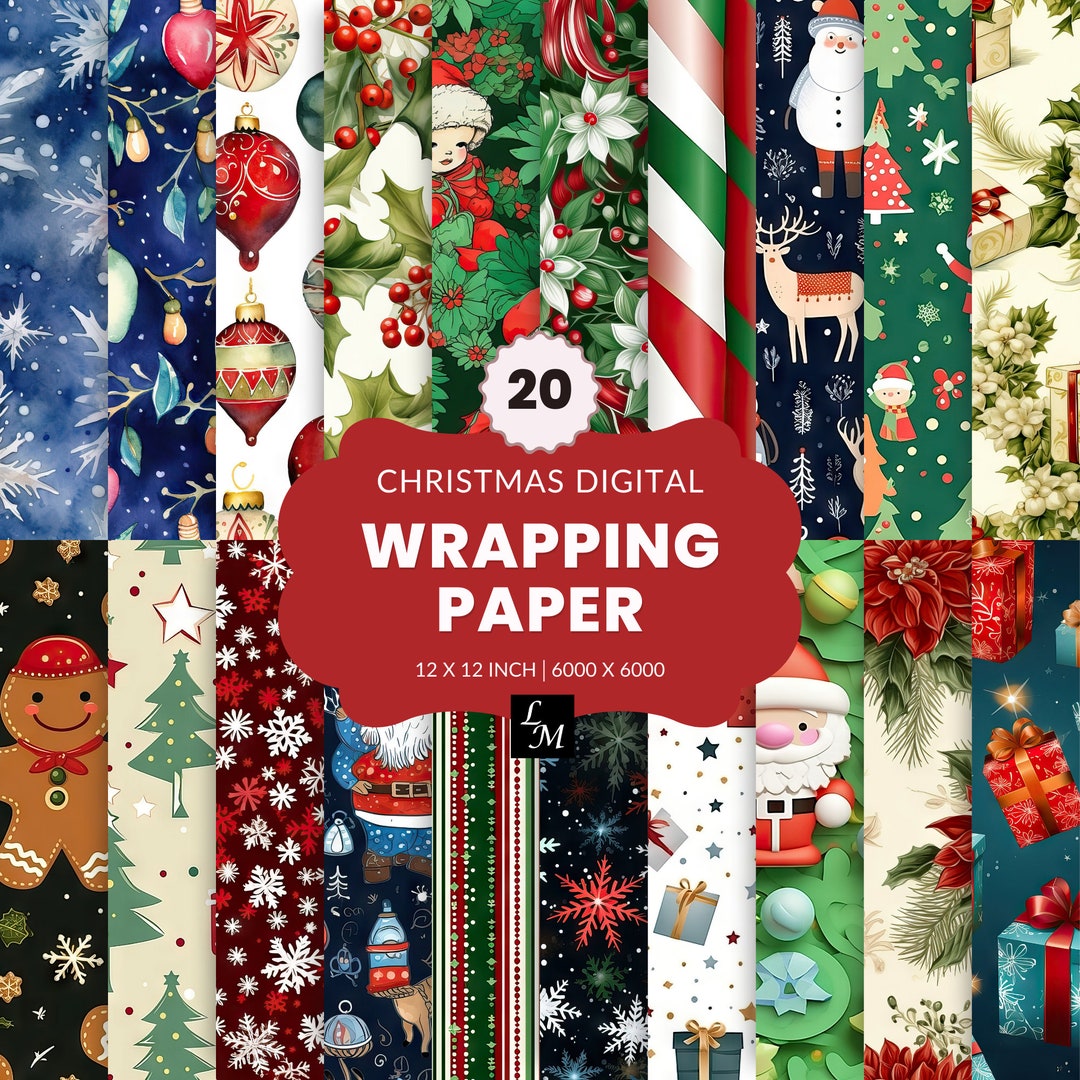 Christmas Digital Wrapping Paper: 20 Festive Holiday Patterns - Etsy