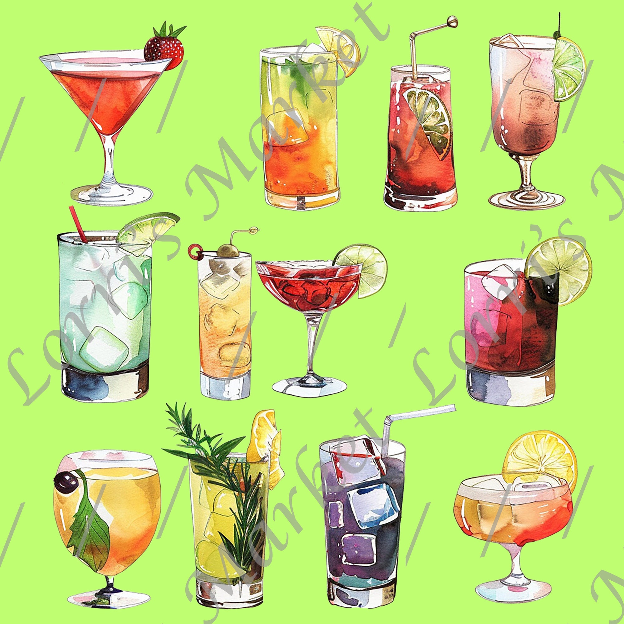 Cocktail Clipart Collection Digital Download: High-resolution Art ...
