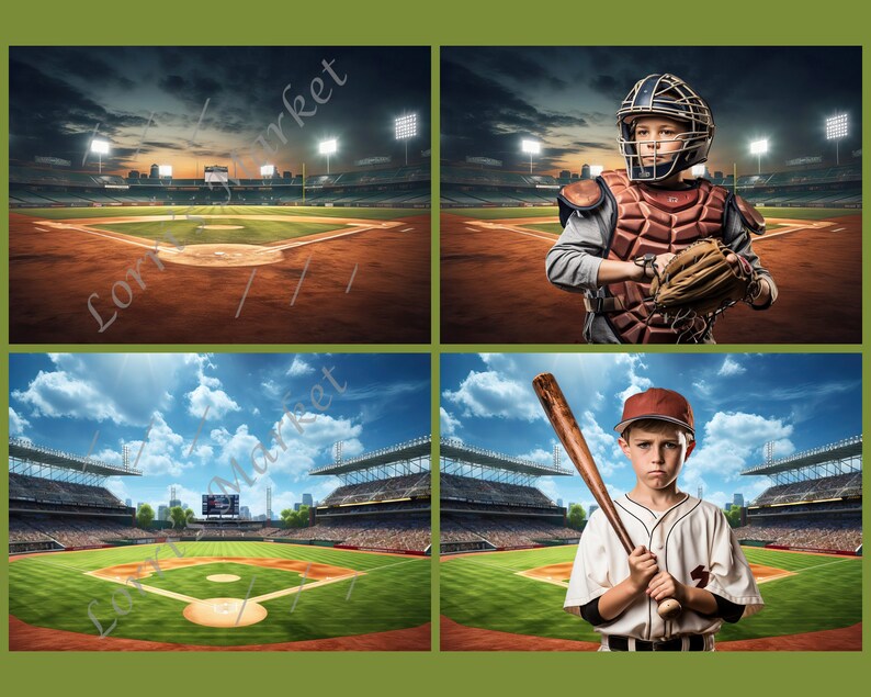 Realistic Baseball Stadium Backdrops Digital Download: 10 Items for ...