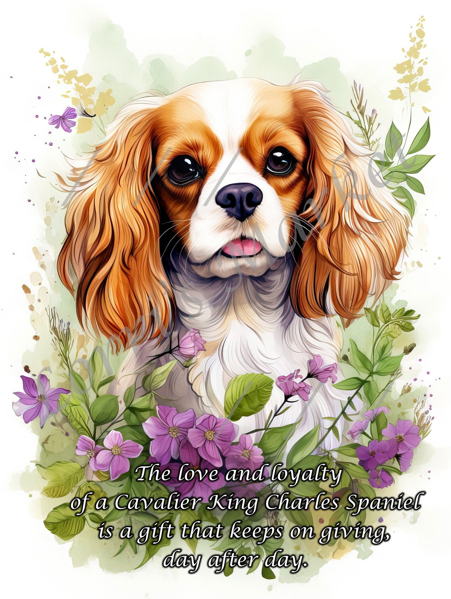 Cavalier King Charles Spaniel Portrait Quoted Art Digital Download ...