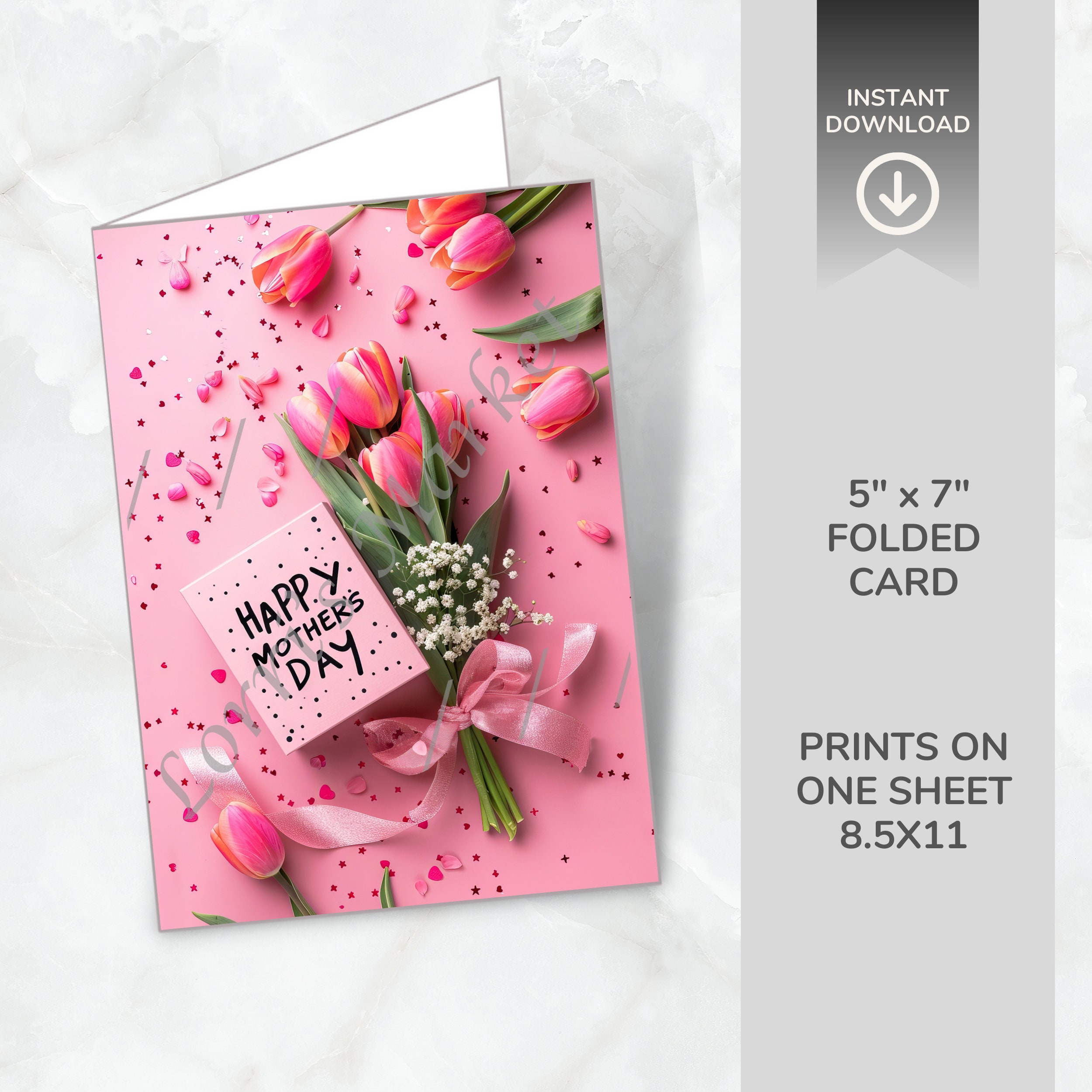 Printable Mother's Day Card Digital Download: Floral Greeting Card for ...