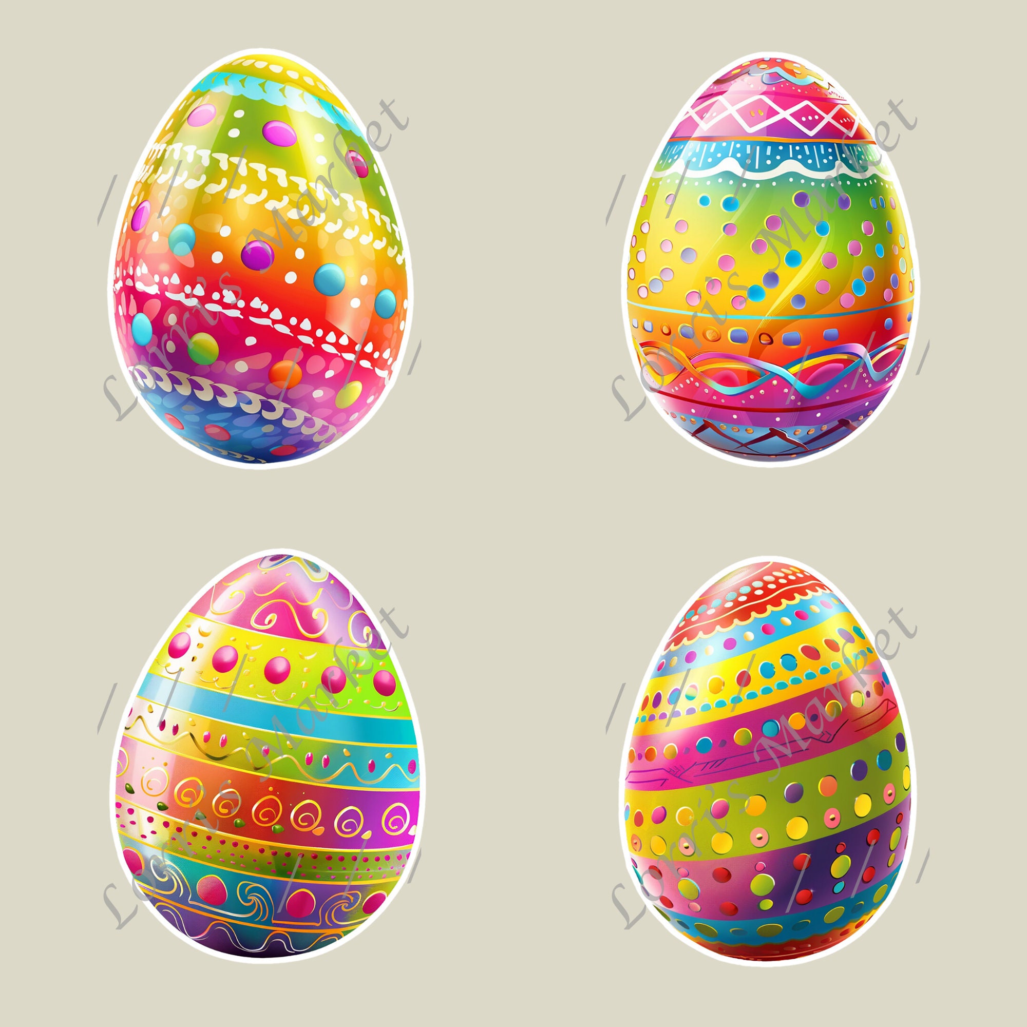 Easter Egg Sticker Clipart & Decals: Vibrant Spring Designs for ...