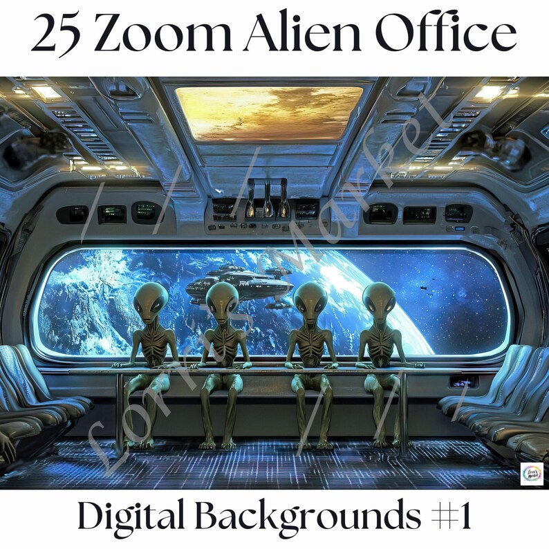 Alien Office Horizontal Backgrounds Collection Digital Download: 25 Sci ...
