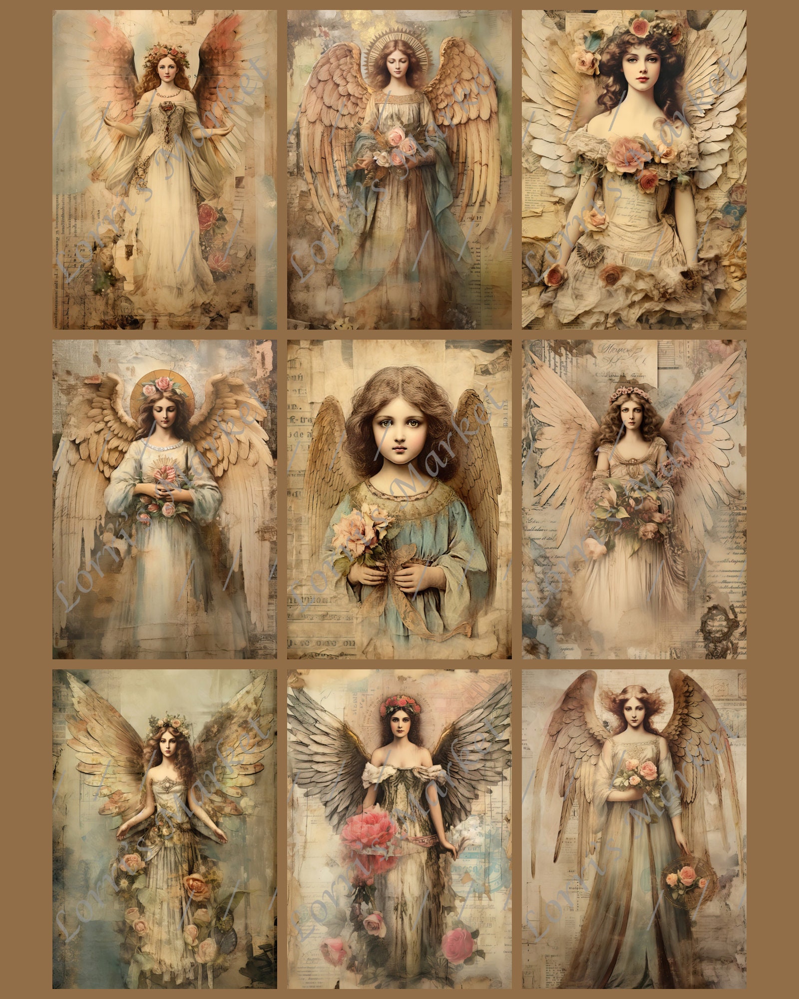 Vintage Angel Junk Journal Pages Digital Download: 12 Scrapbook ...