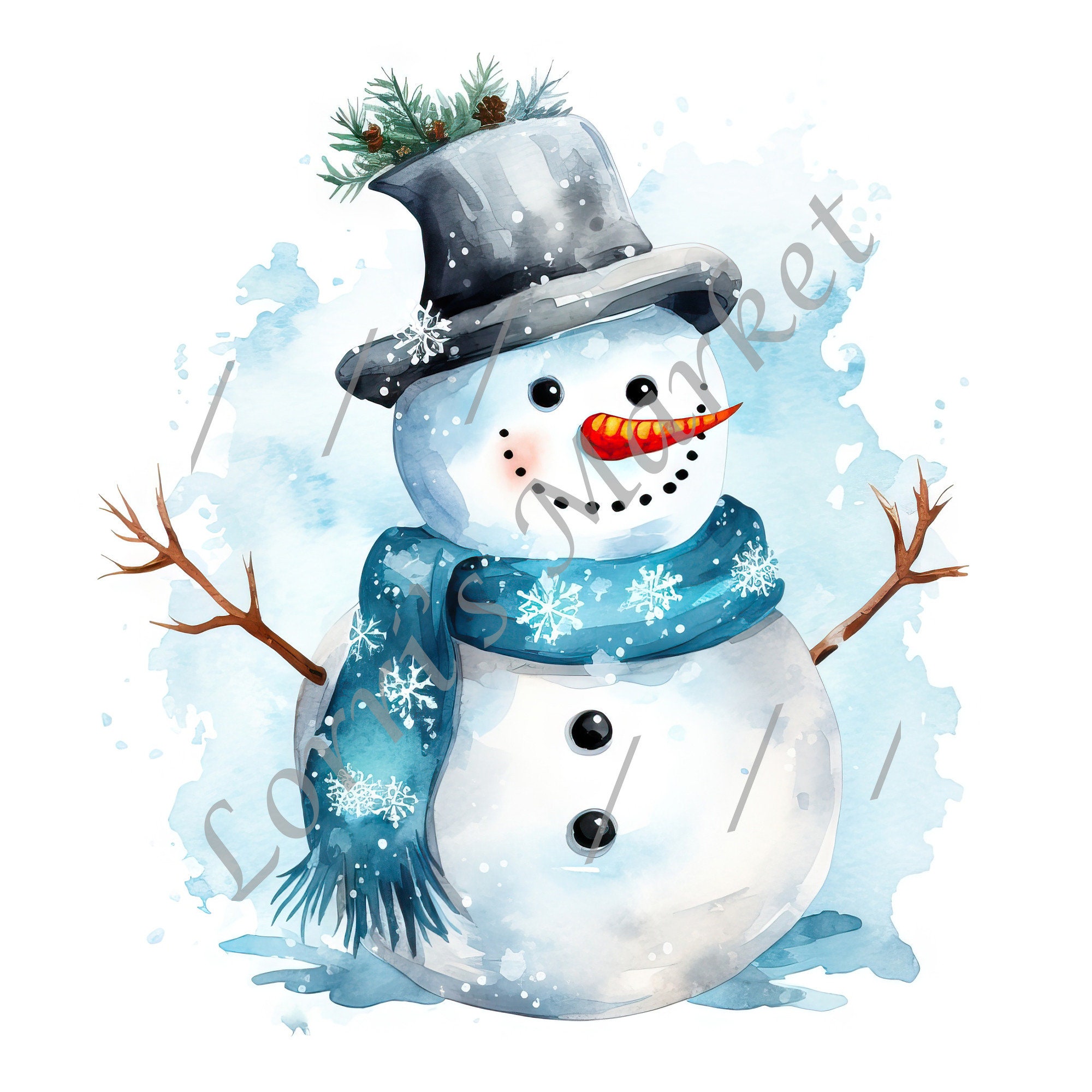 Nostalgic Snowmen Art Collection: 20 Digital Scenes for a Vintage White ...