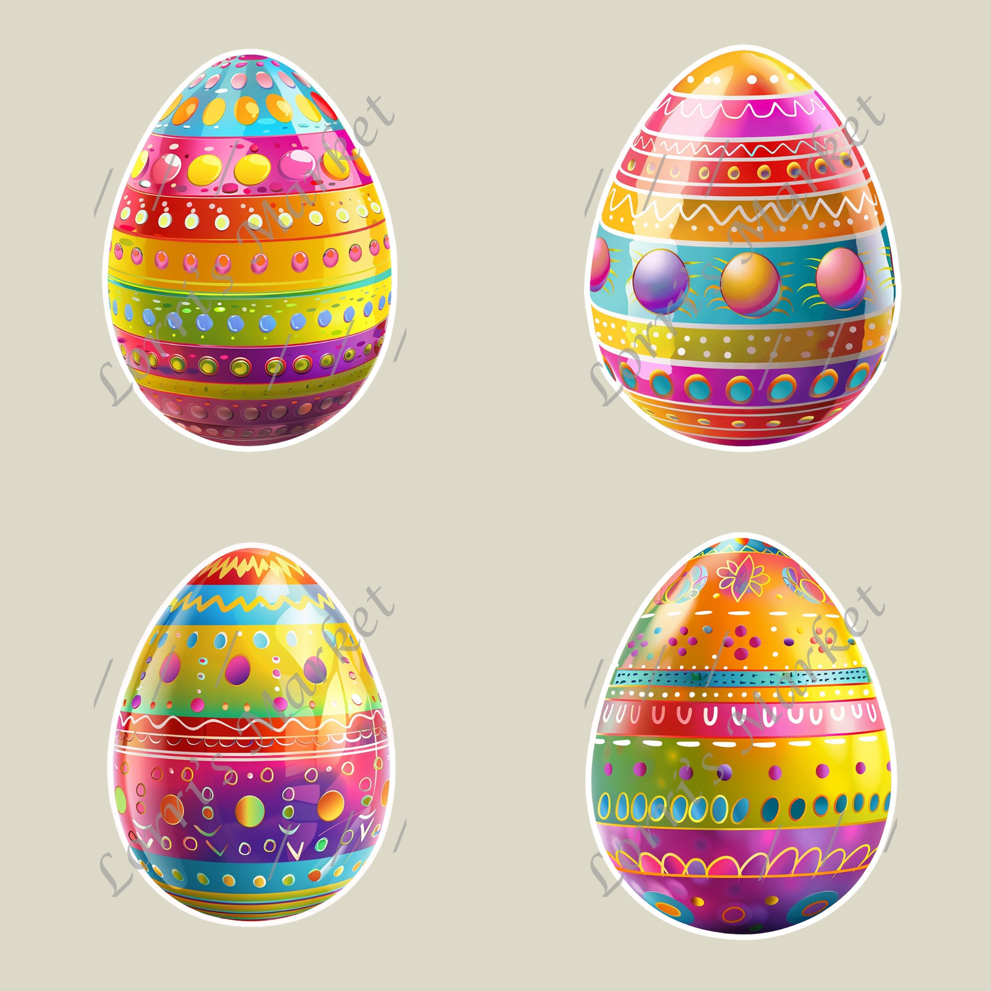 Easter Egg Sticker Clipart & Decals: Vibrant Spring Designs for ...