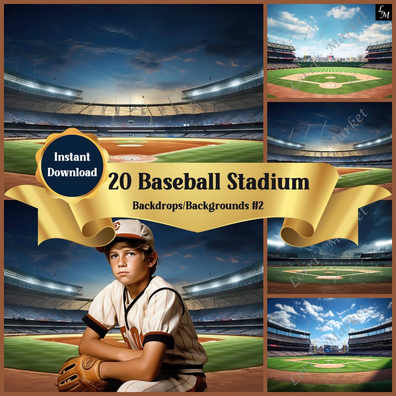 Realistic Baseball Stadium Backdrops Digital Download: 20 Items for ...