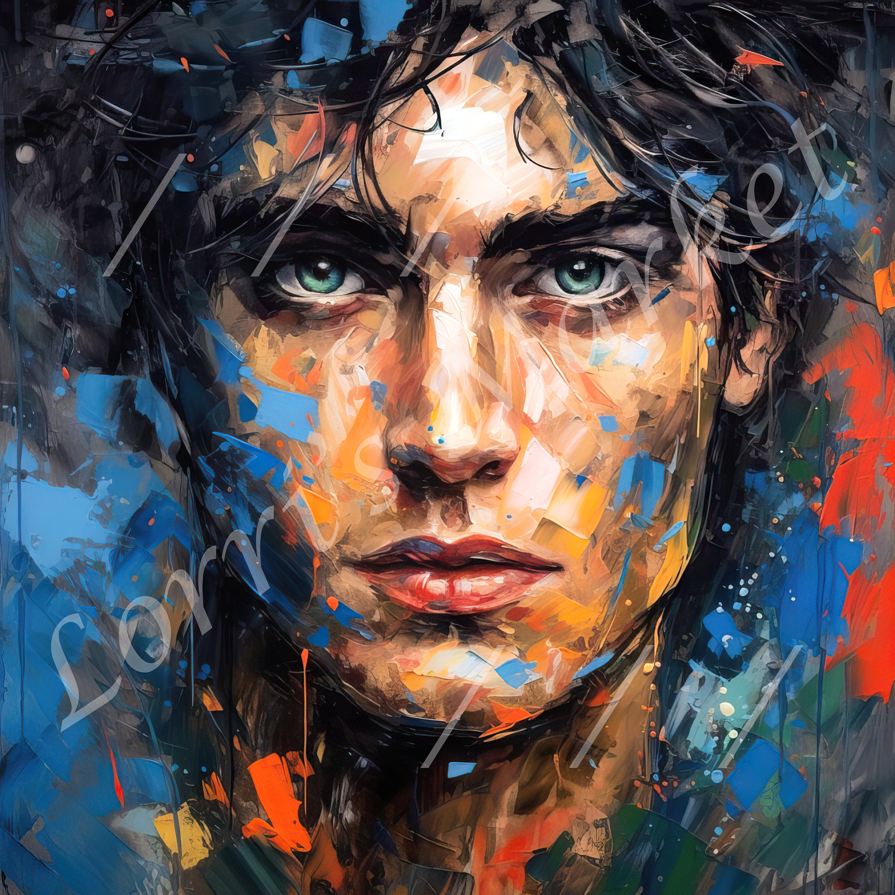 Abstract Paint-spattered Man Portrait Digital Download: Ideal Gift for ...