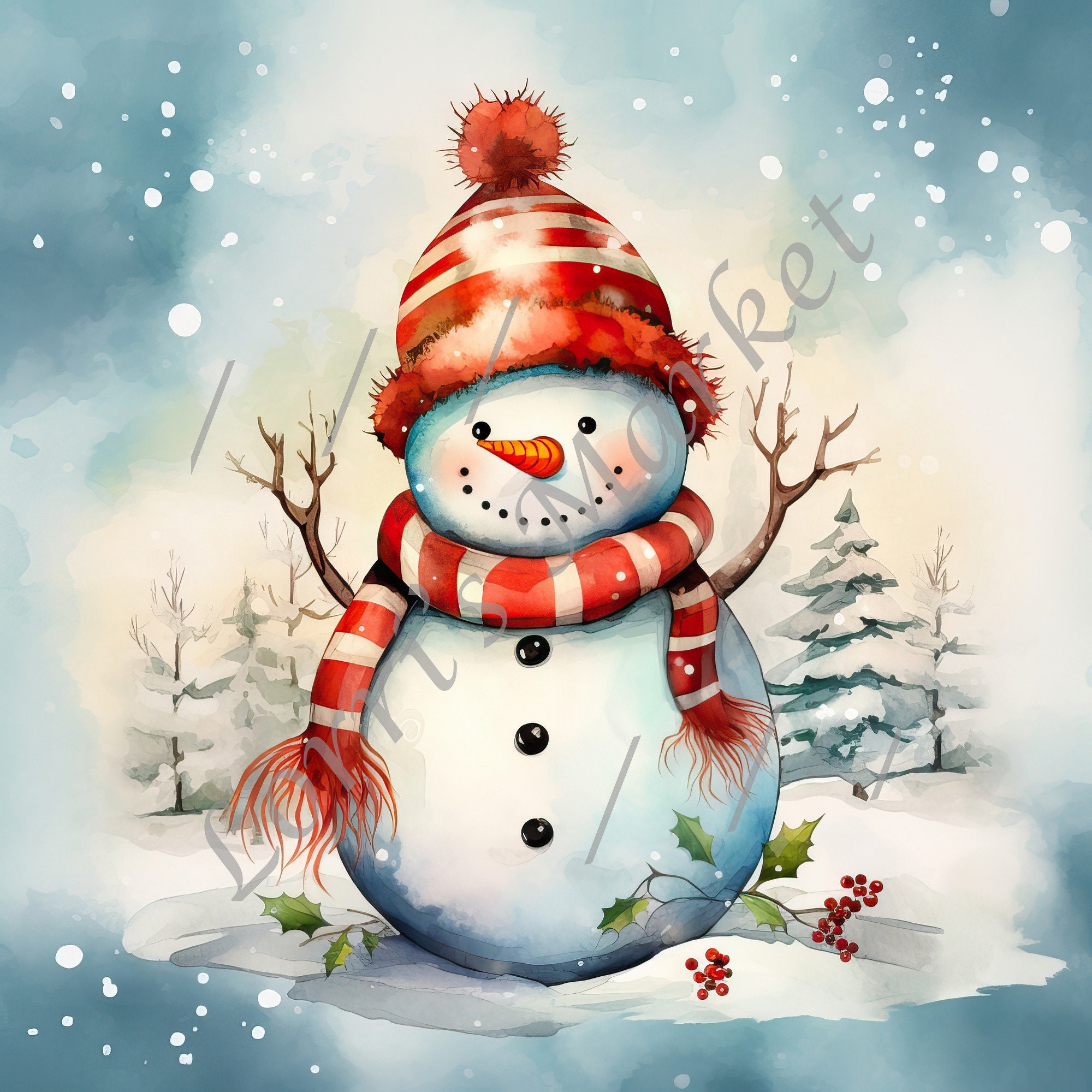 Nostalgic Snowmen Art Collection: 20 Digital Scenes for a Vintage White ...