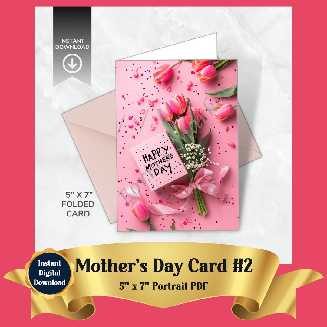 Printable Mother's Day Card Digital Download: Floral Greeting Card for ...
