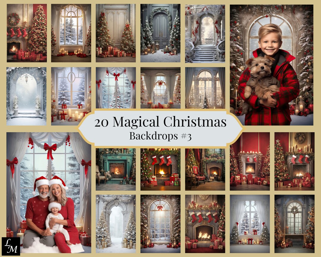 White Christmas Snowy Vertical Backdrops Digital Download: 20 Holiday ...