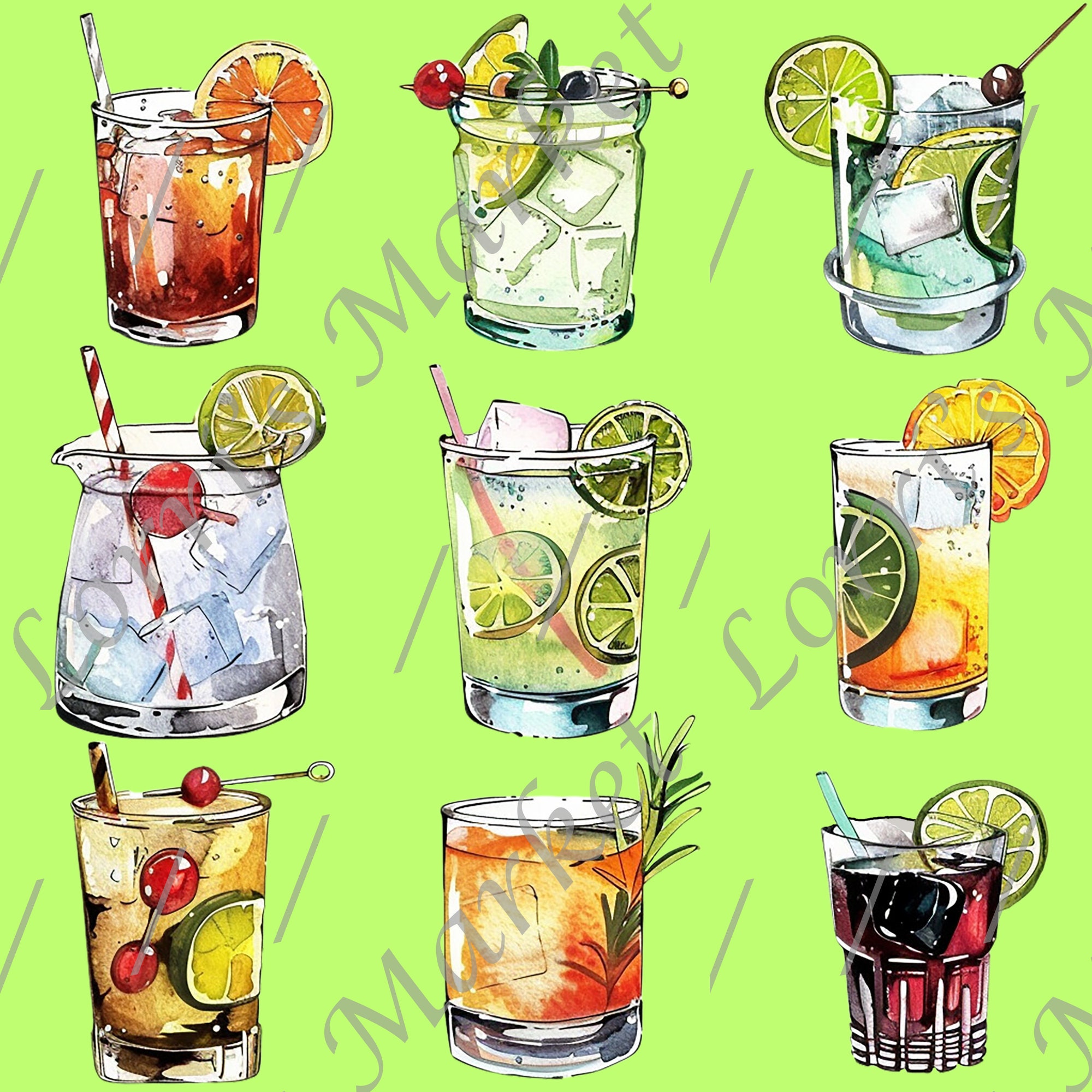 Cocktail Clipart Collection Digital Download: High-resolution Art ...