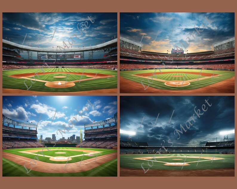 Realistic Baseball Stadium Backdrops Digital Download: 20 Items for ...