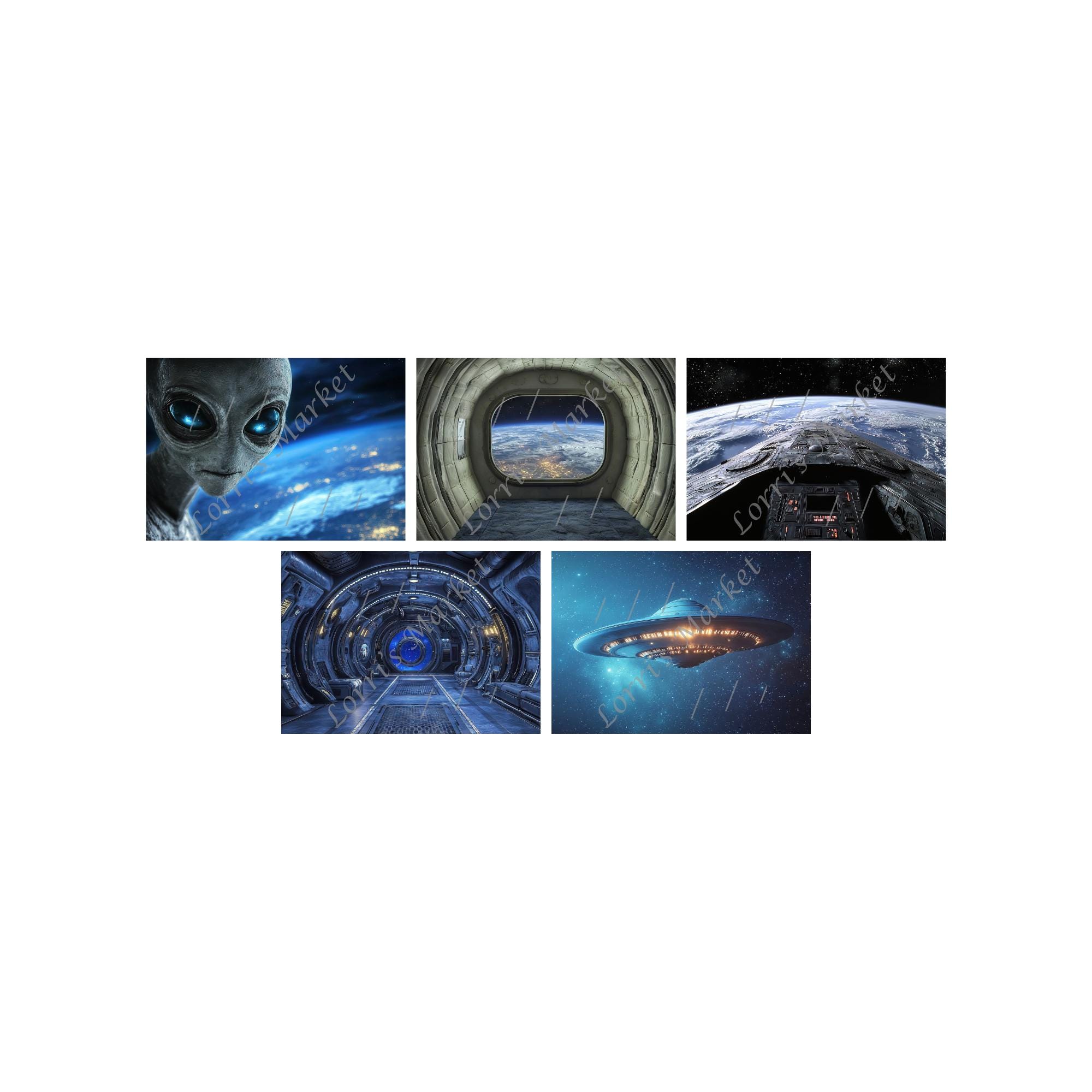 Alien Office Horizontal Backgrounds Collection Digital Download: 25 Sci ...