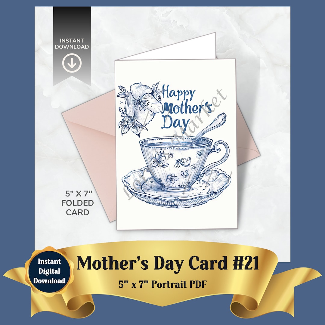 Printable Mother's Day Card Digital Download: Floral Greeting Card for ...