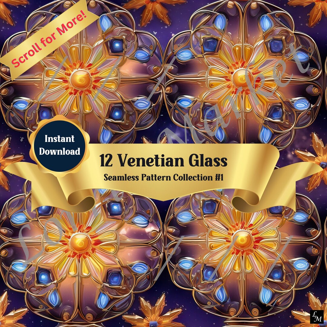 Venetian Glass Seamless Patterns Digital Download: High Resolution ...