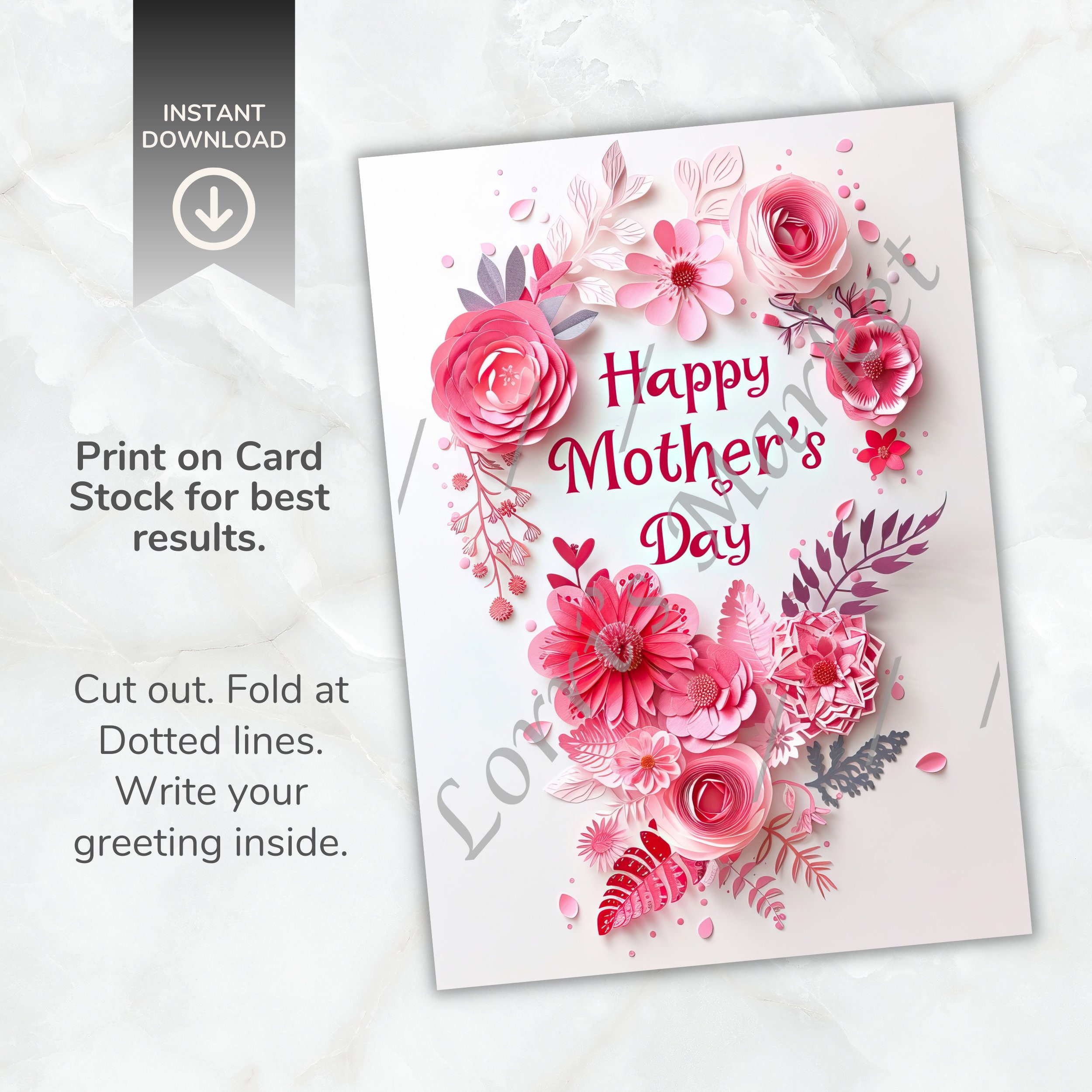 Printable Mother's Day Card Digital Download: Floral Greeting Card for ...