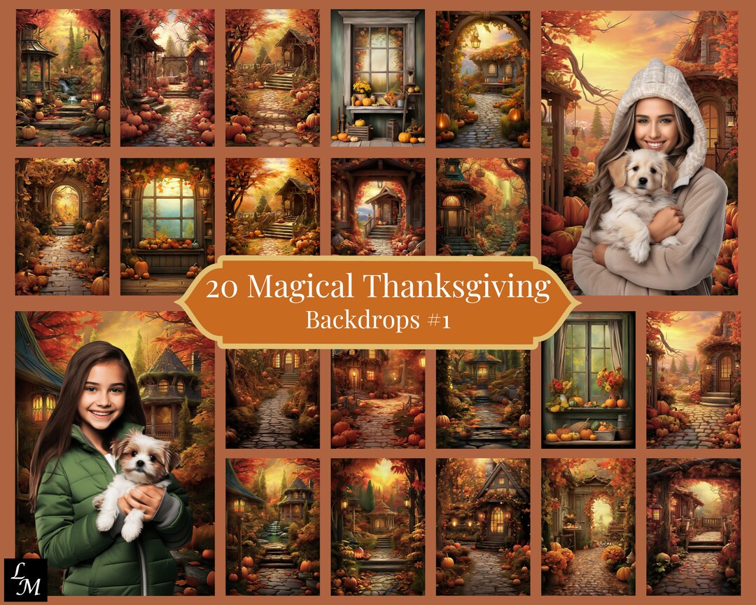 Vintage Thanksgiving & Halloween Autumn Vertical Backdrop Collection ...