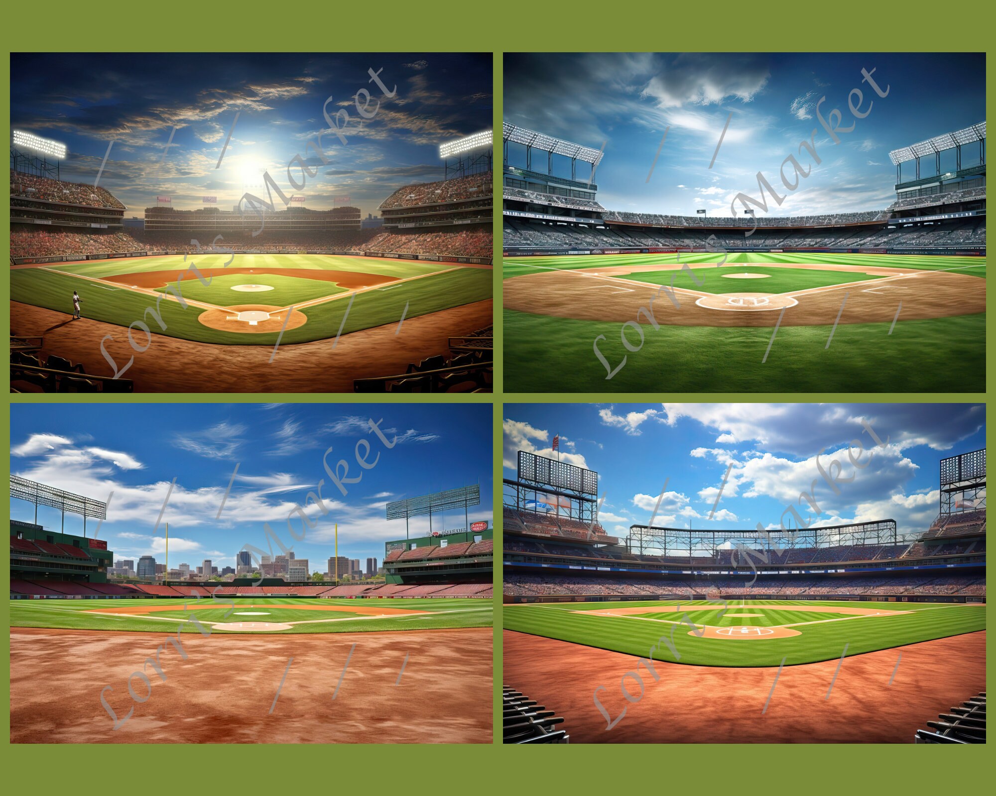 Realistic Baseball Stadium Backdrops Digital Download: 10 Items for ...