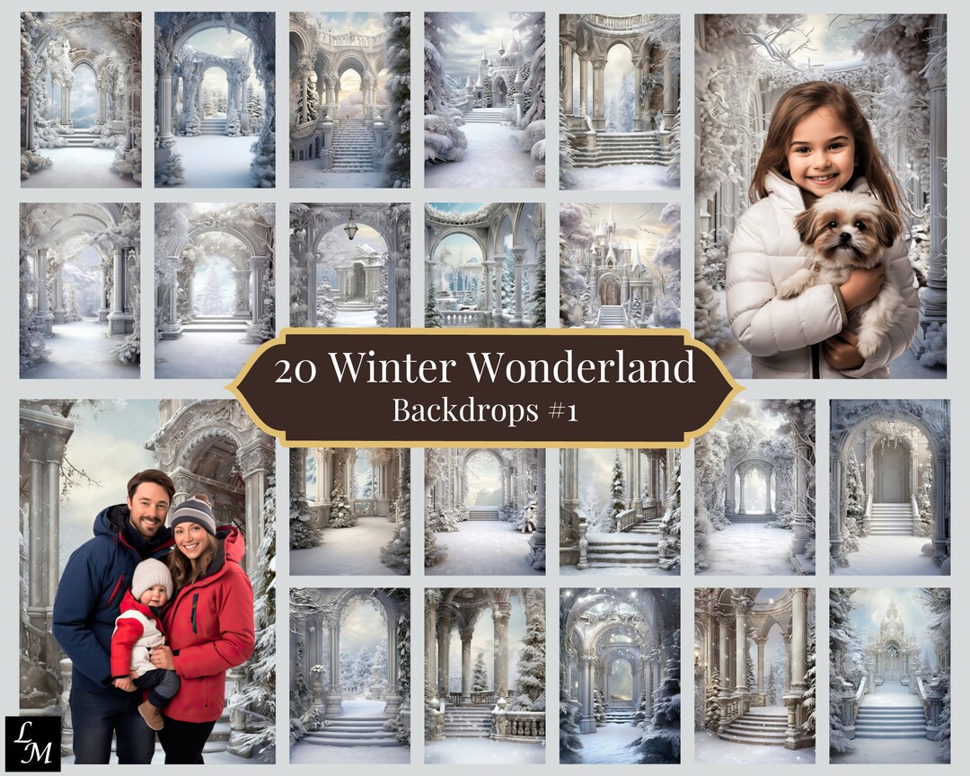 Snow With Arches & Columns Vertical Backdrops Digital Download: 20 ...