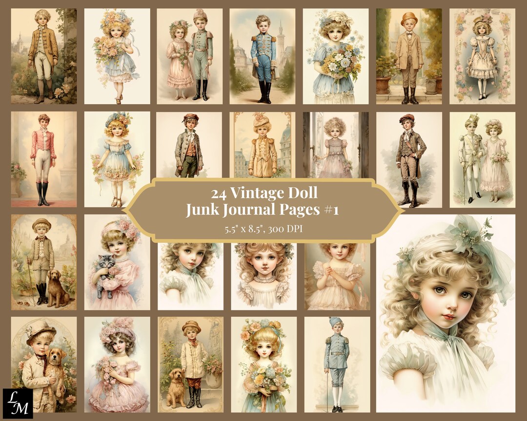Charming Nostalgic Vintage Doll-themed Junk Journal 24 Pages Perfect ...
