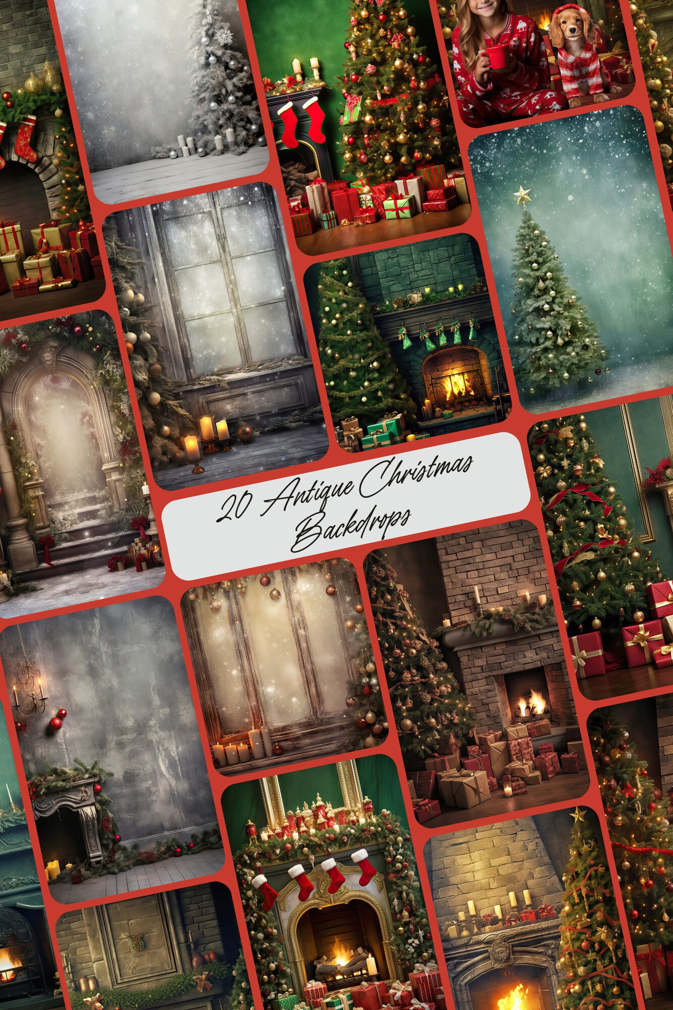 Antique Vintage Christmas Themed Backdrops Digital Download: 20 High ...
