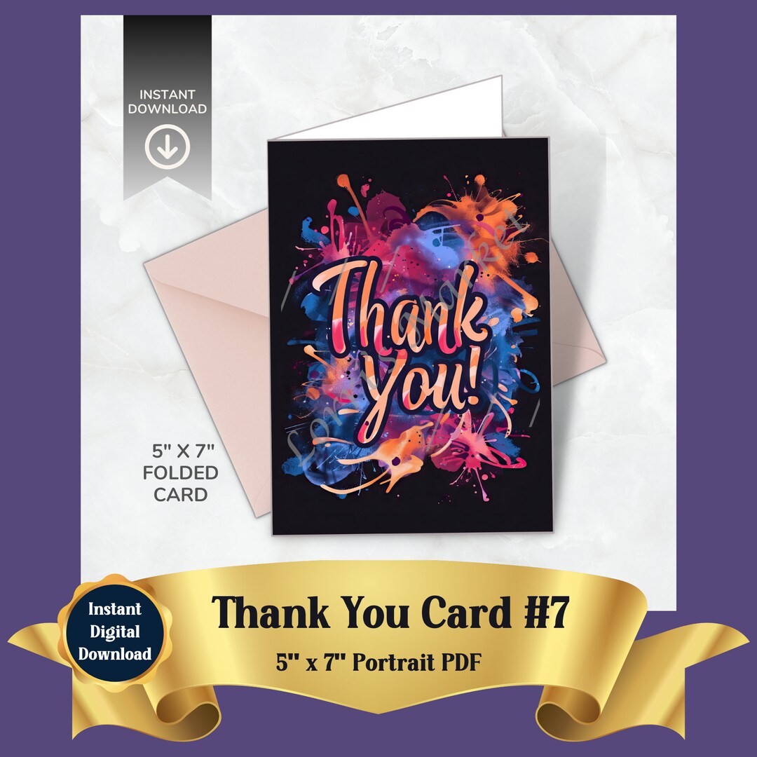 Printable Thank You Card Digital Download: Gratitude Greeting Card for ...
