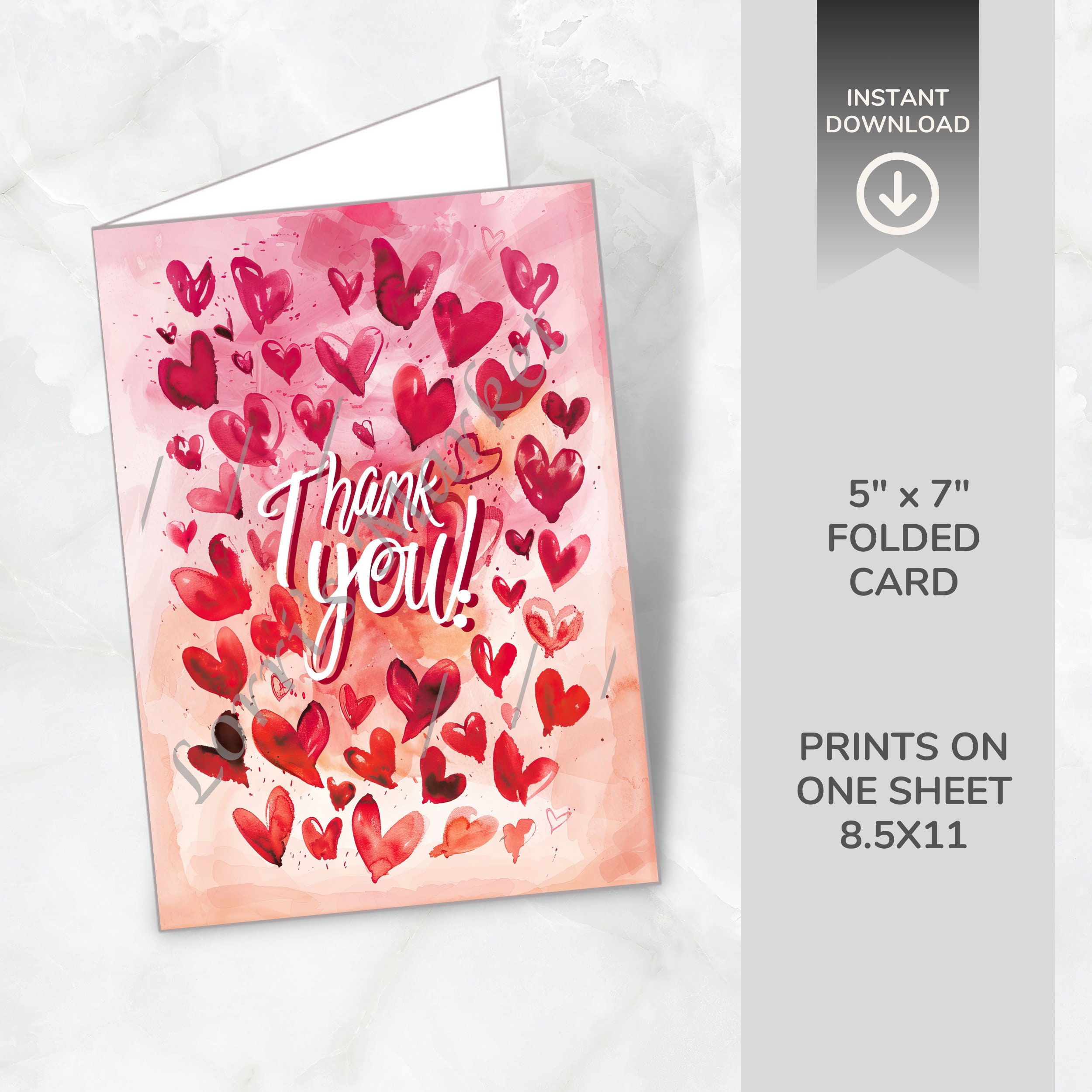 Printable Thank You Card Digital Download: Gratitude Greeting Card for ...