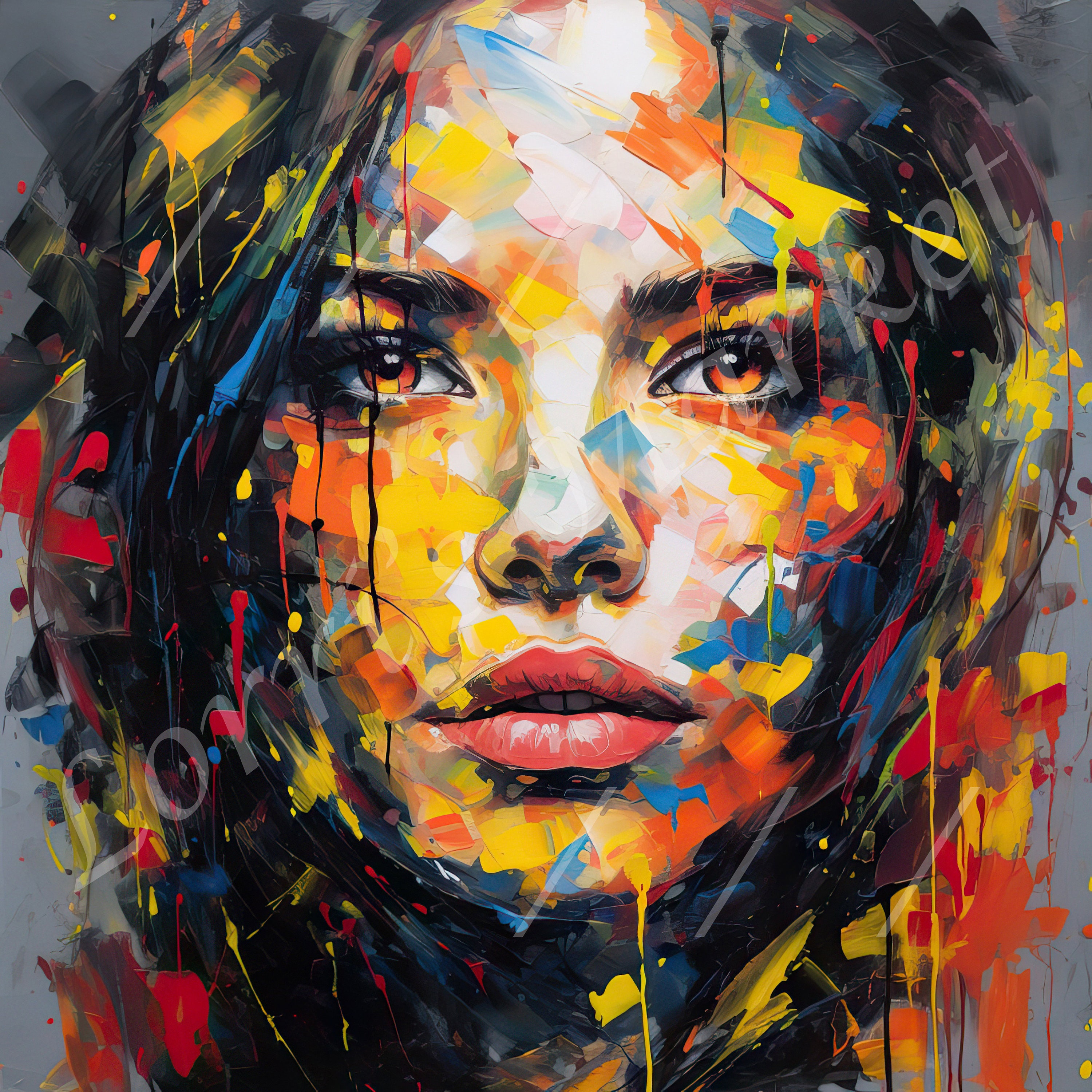 Abstract Paint-spattered Lady Portrait Digital Download: Ideal Gift for ...