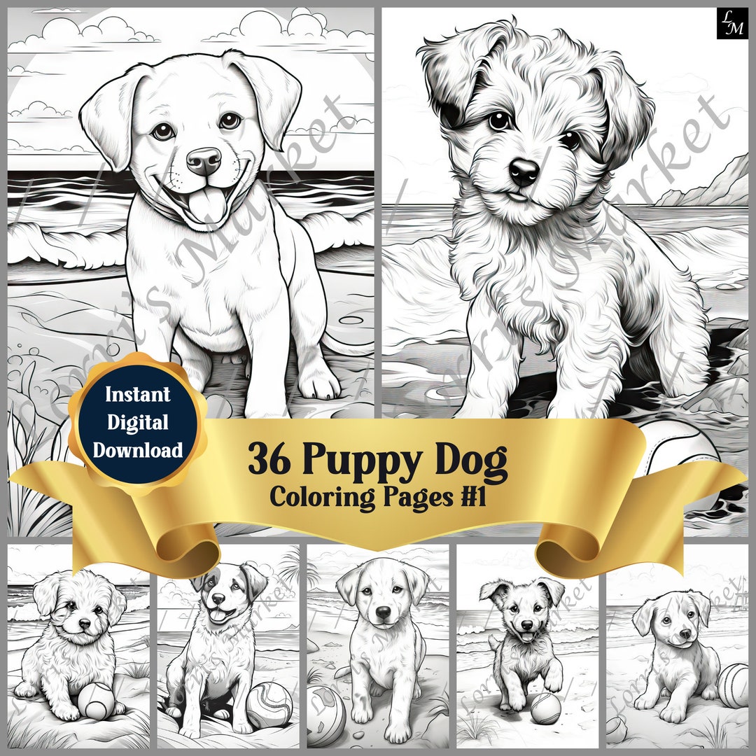 Printable Puppy Dog Coloring Pages Digital Download: Cute Dog ...