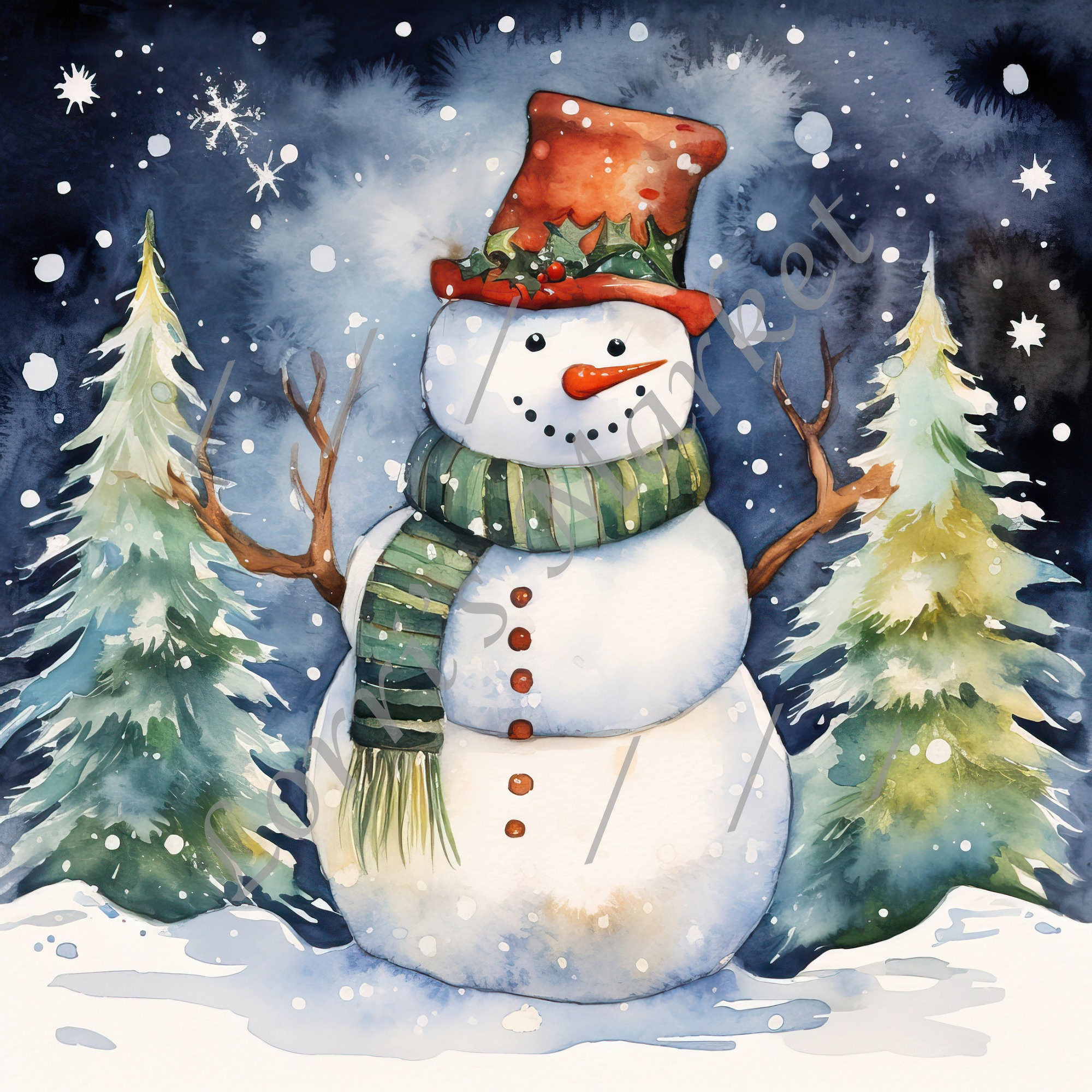 Nostalgic Snowmen Art Collection: 20 Digital Scenes for a Vintage White ...