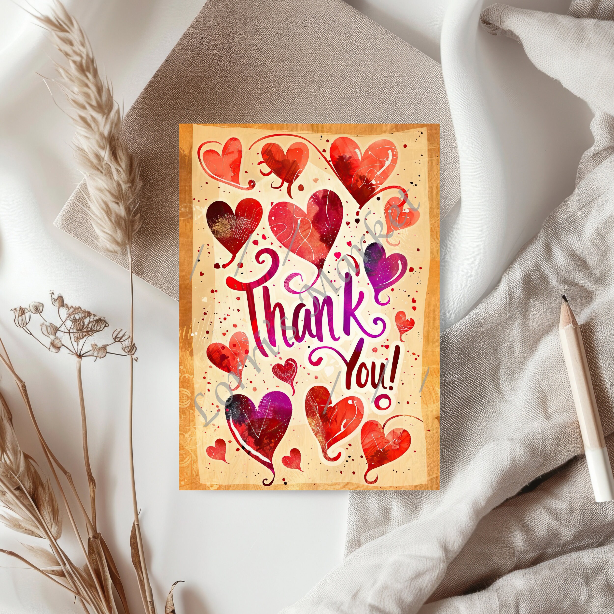 Printable Thank You Card Digital Download: Gratitude Greeting Card for ...