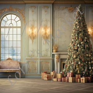 Christmas Home Scene Photography Horizontal Backdrops Digital Download ...