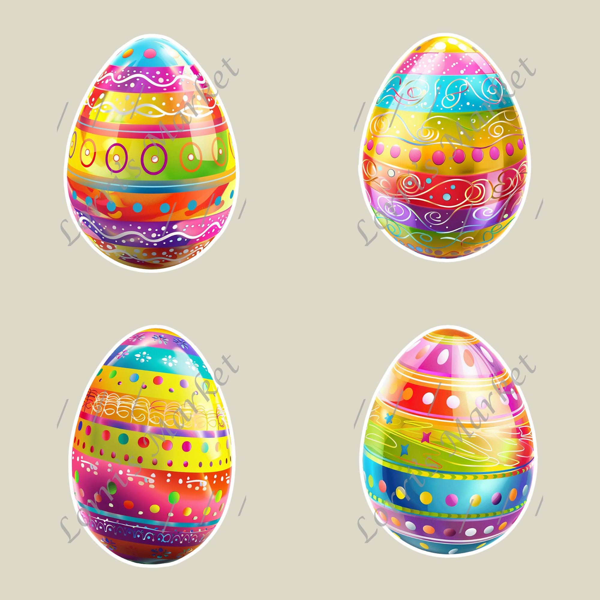 Easter Egg Sticker Clipart & Decals: Vibrant Spring Designs for ...